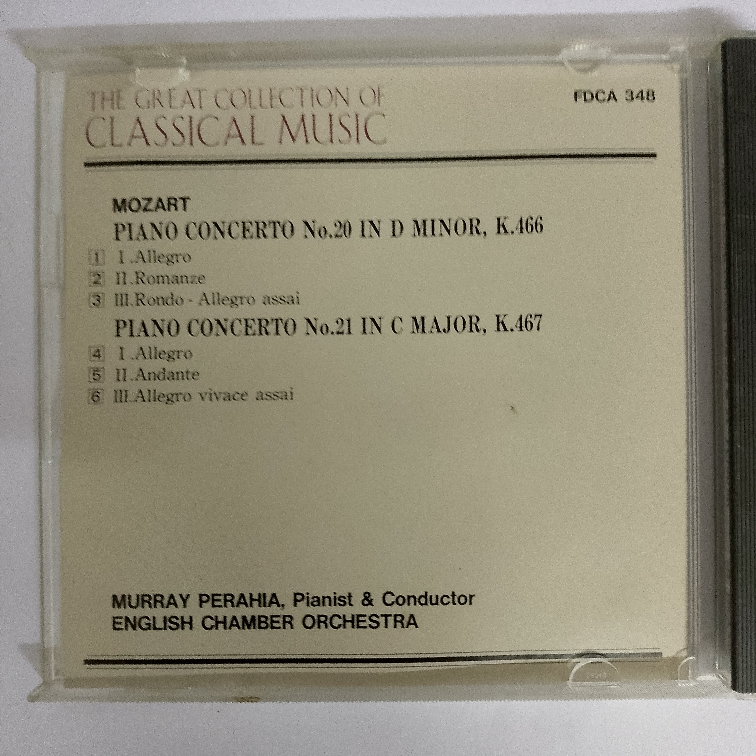 ซีดี Murray Perahia - Mozart / Piano Concerto No.20 Piano Concerto No ...